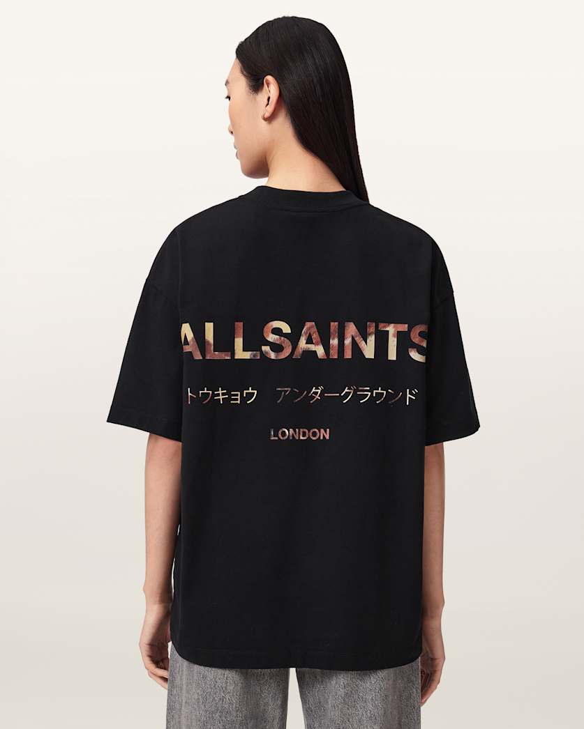 Underground Etta Cow Print Fit T-Shirt BLACK/COW PRINT | ALLSAINTS